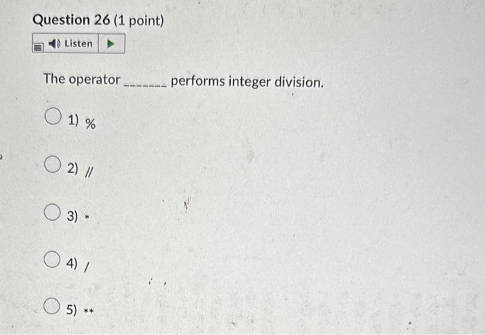 Solved The Operator Performs Integer Division 1 2 3