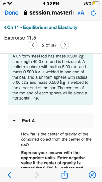 Solved 4:30 PM 36% Done session.masteri AA Ch 11- | Chegg.com