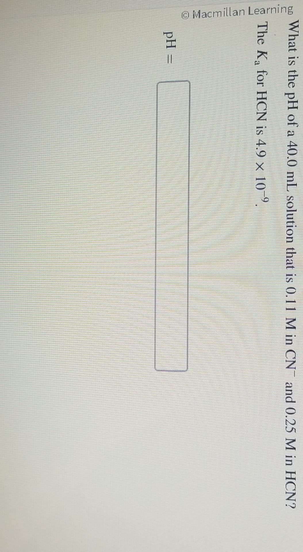 Solved What is the pH of a 40.0 mL solution that is 0.11M in | Chegg.com