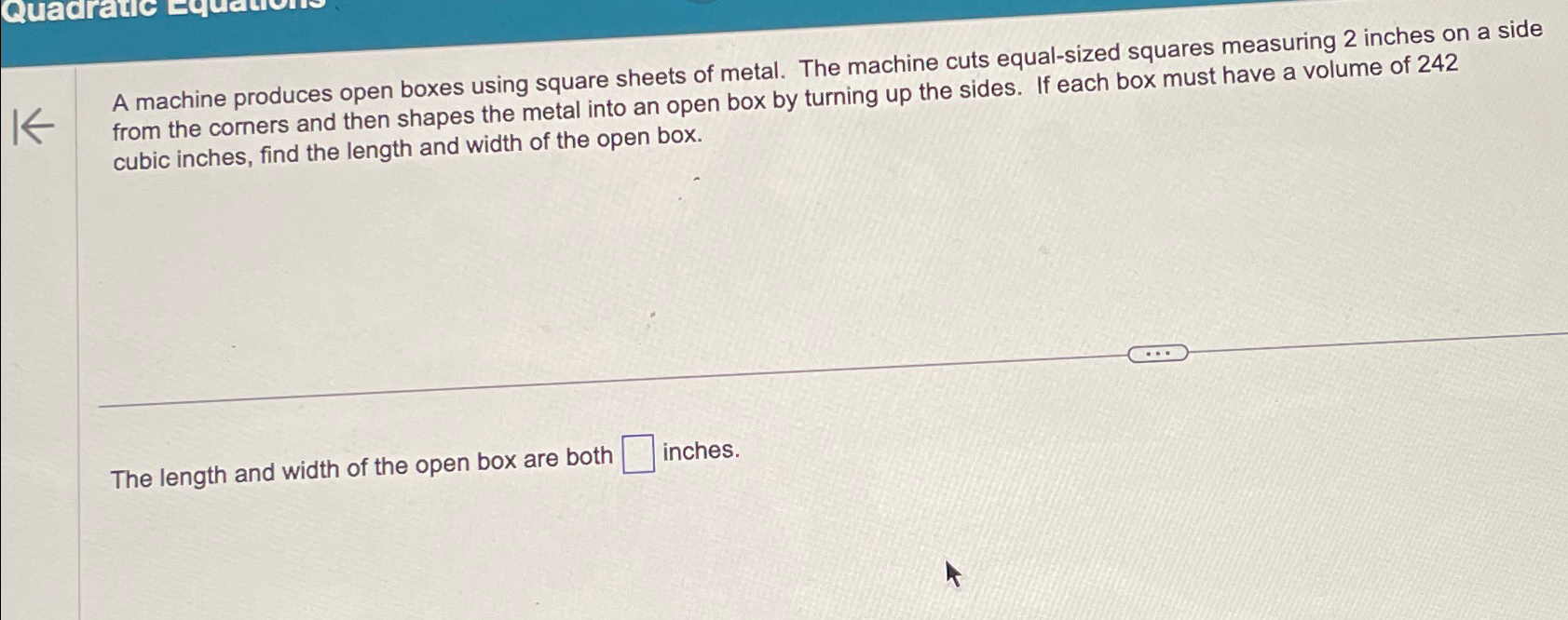 Solved A machine produces open boxes using square sheets of | Chegg.com