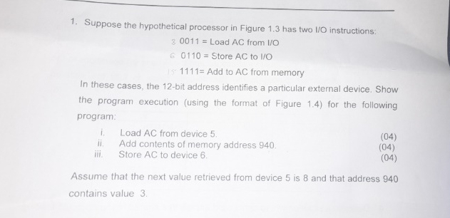 Solved Suppose the hypothetical processor in Figure 1.3 ﻿has | Chegg.com
