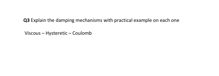 Solved Q3 ﻿Explain the damping mechanisms with practical | Chegg.com