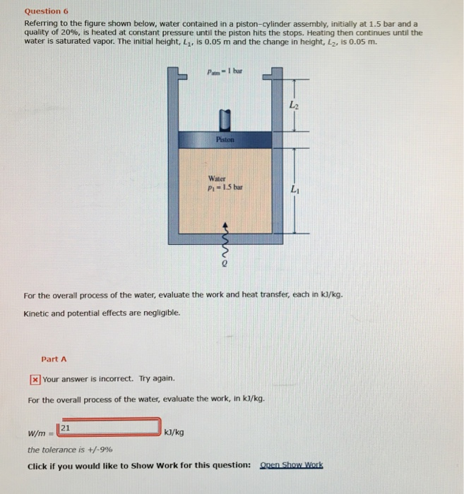 Solved Question 6 Referring to the figure shown below, water | Chegg.com