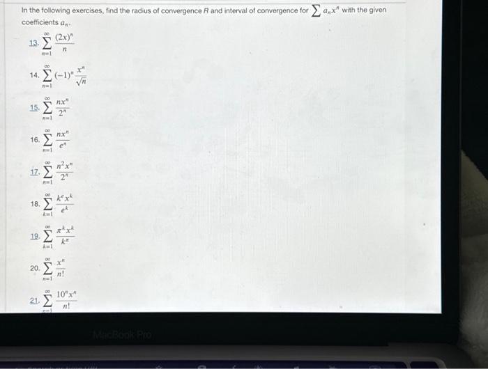 Solved In the following exercises, find the radius of | Chegg.com