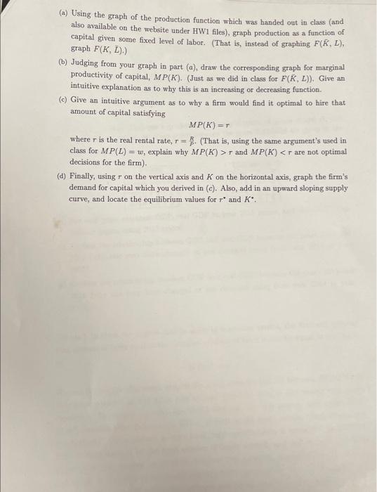 Solved (a) Using the graph of the production function which | Chegg.com