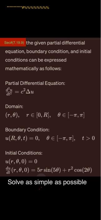 Solved this is partial diferential equations solve it on | Chegg.com