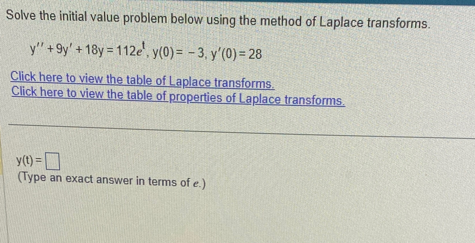 Solved Solve the initial value problem below using the | Chegg.com