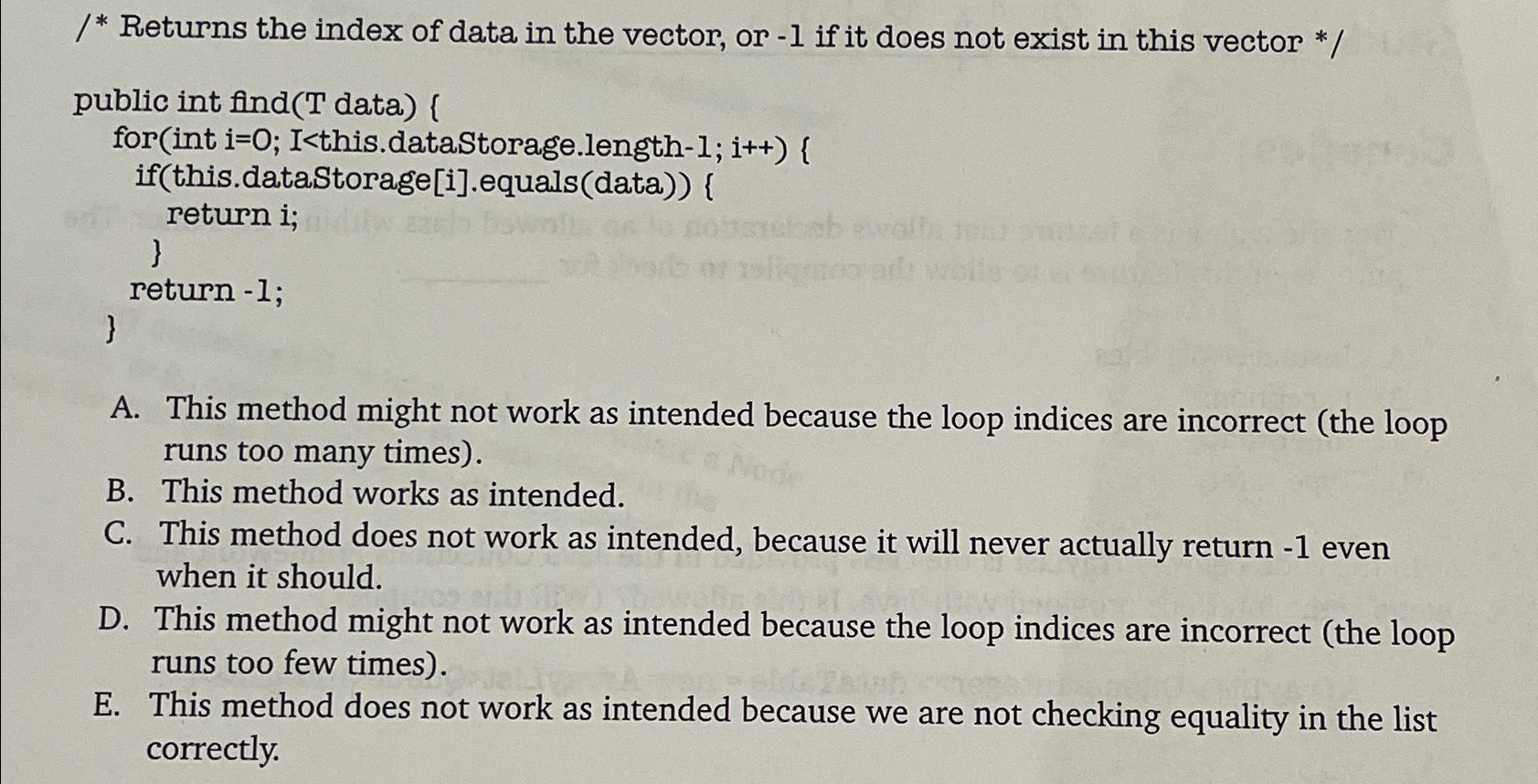 Solved /* ﻿Returns the index of data in the vector, or -1 | Chegg.com