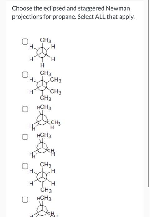 Solved Choose the eclipsed and staggered Newman projections | Chegg.com