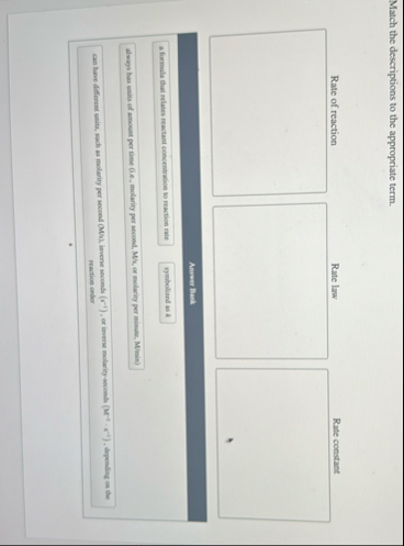 Solved Match the descriptions to the appropriate term.Rate | Chegg.com
