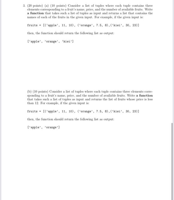 Solved 3. (20 points) (a) (10 points) Consider a list of | Chegg.com Solved 3. (20 points) (a) (10 points) Consider a list of | Chegg.com
