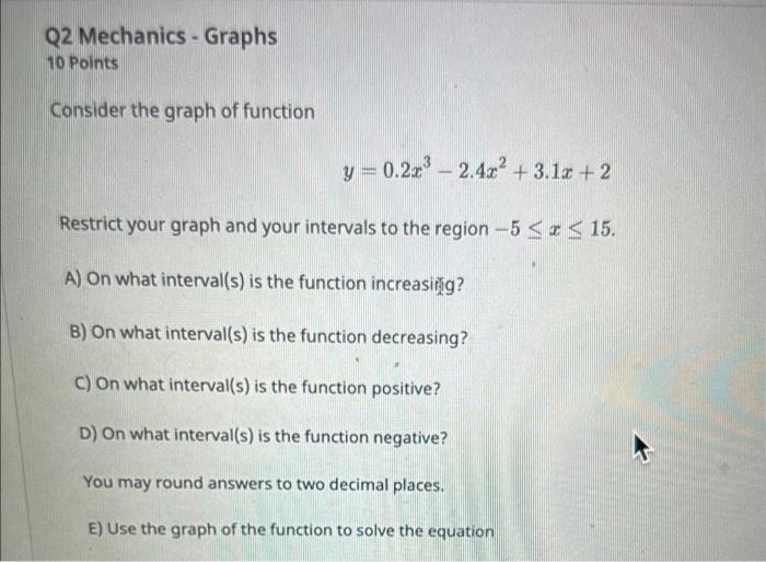Solved Q2 Mechanics - Graphs 10 Points Consider the graph of | Chegg.com