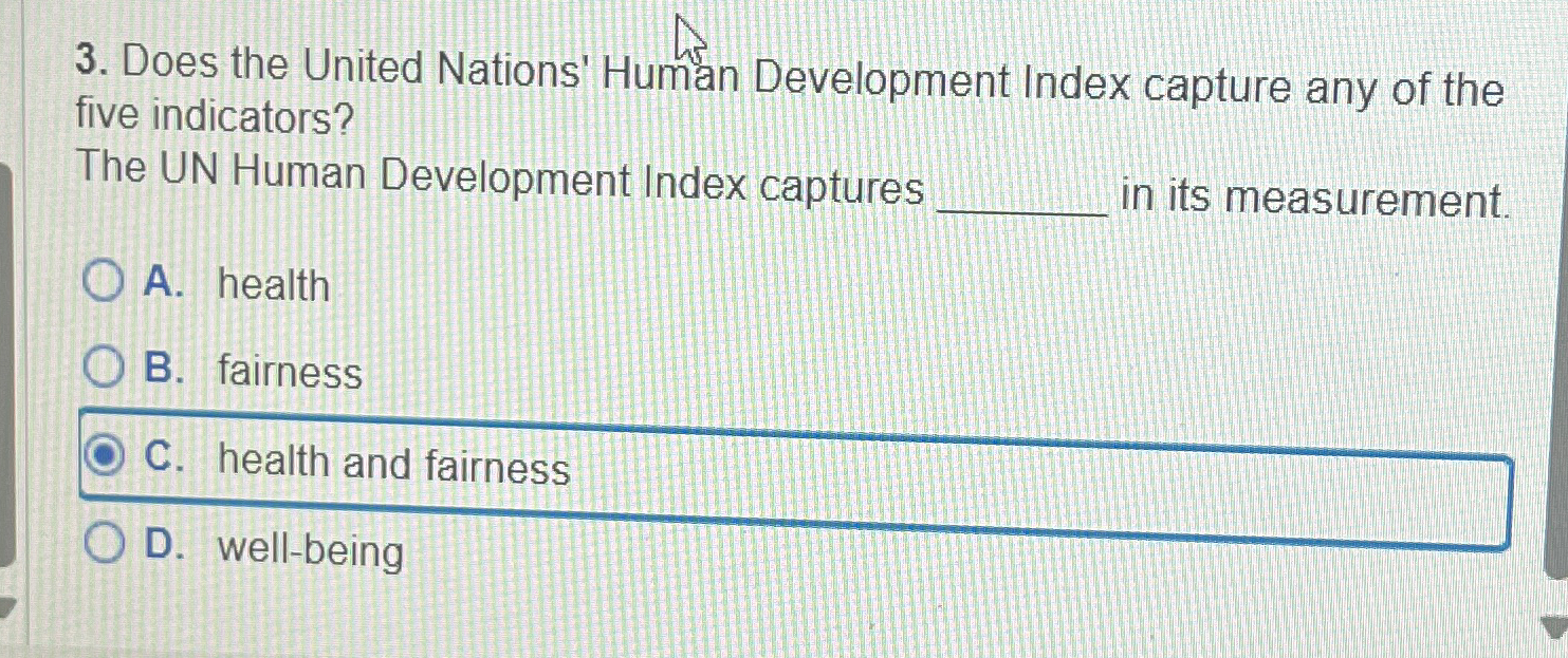 Solved Does the United Nations' Human Development Index | Chegg.com