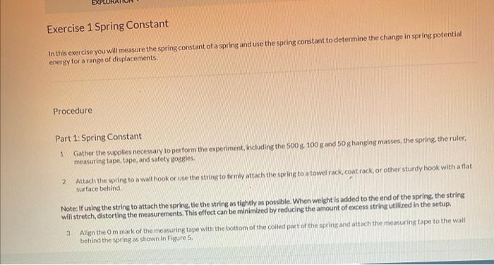 In this exerclse you will measure the spring constant | Chegg.com