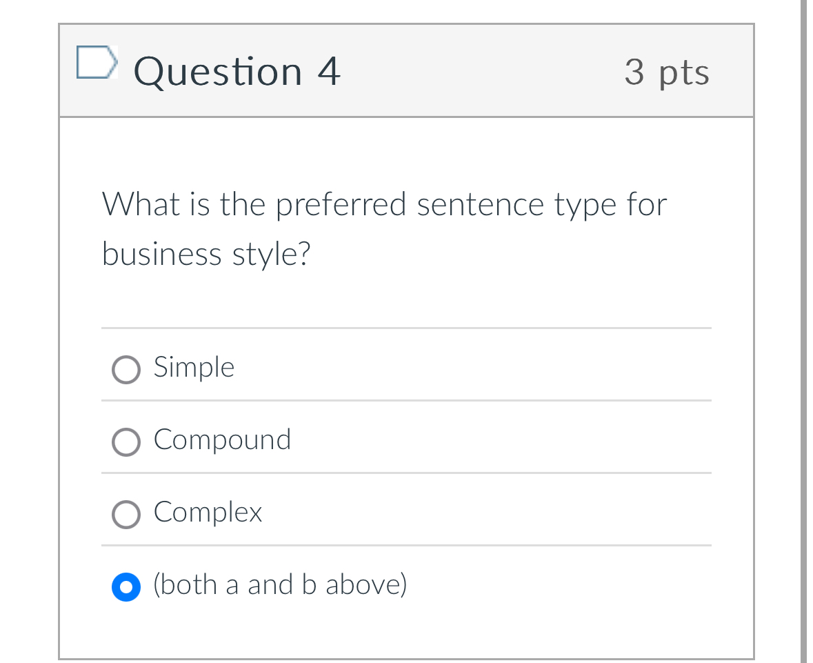 Solved Question 43 ﻿ptsWhat is the preferred sentence type | Chegg.com