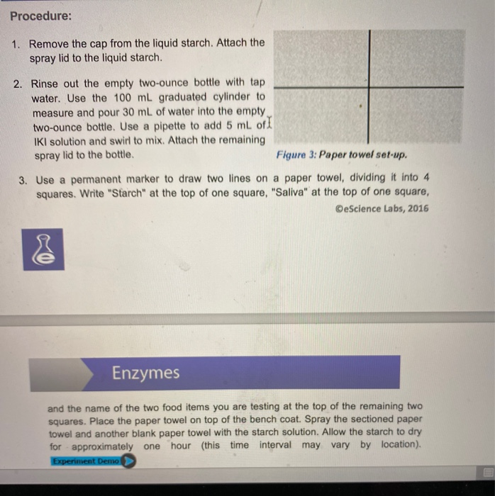 Solved Enzymes Experiment 1: Enzymes in Food Amylase is used | Chegg.com