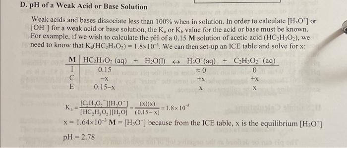Solved F. Procedure 3. Measurement of the pH of Diluted Weak | Chegg.com