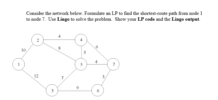 Solved Consider the network below. Formulate an LP to find | Chegg.com