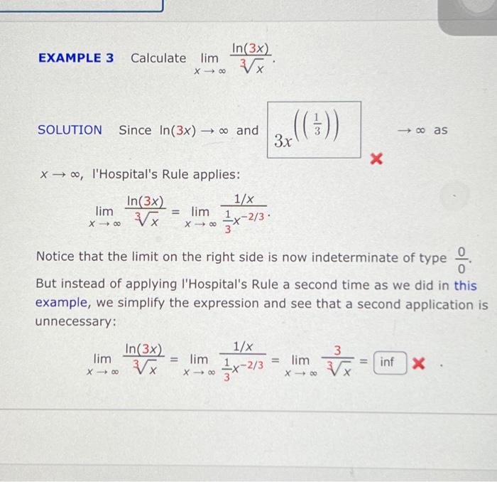 Solved EXAMPLE 3 Calculate limx→∞3xln(3x). SOLUTION Since | Chegg.com