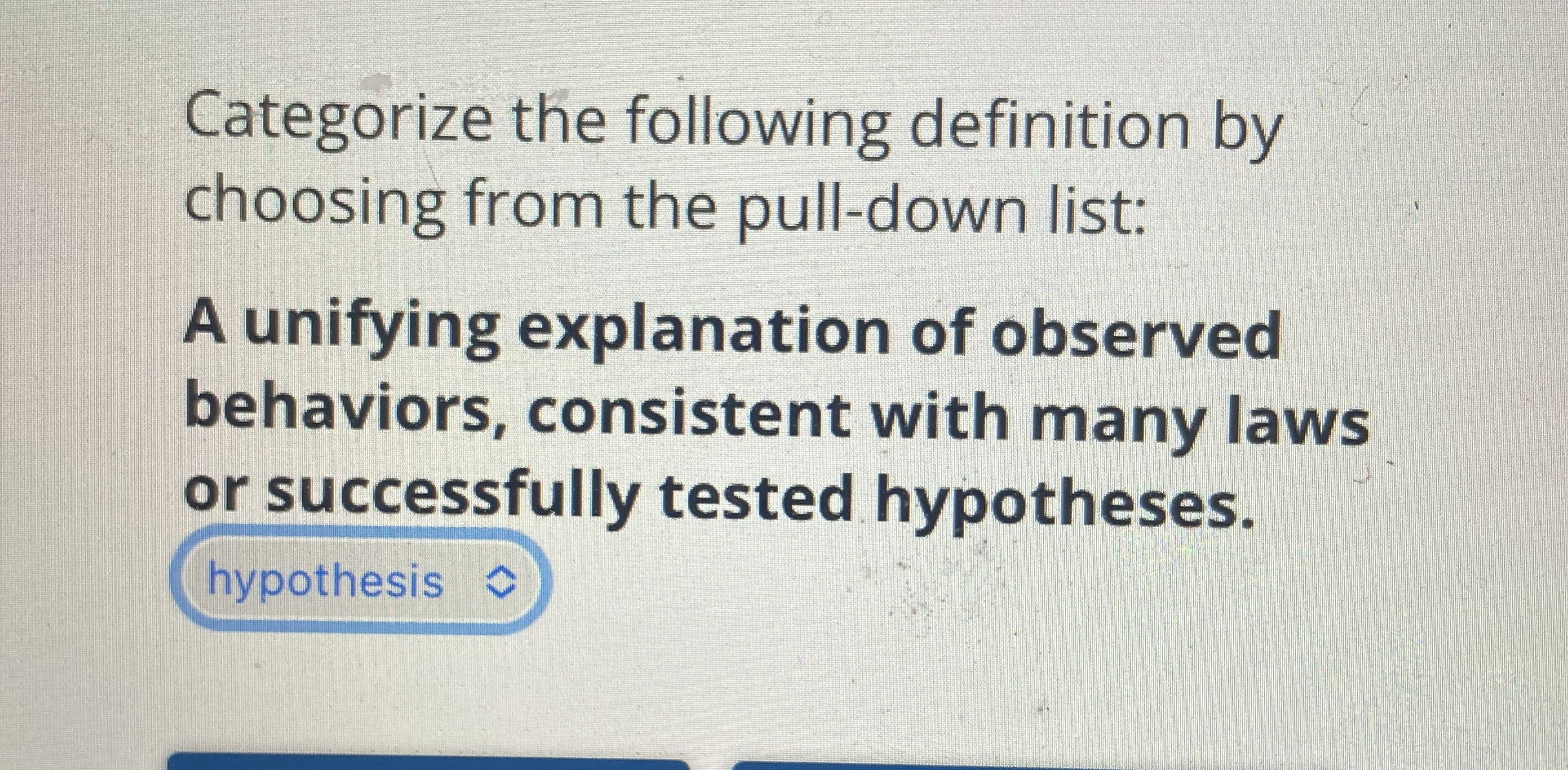 Solved Categorize the following definition by choosing from | Chegg.com
