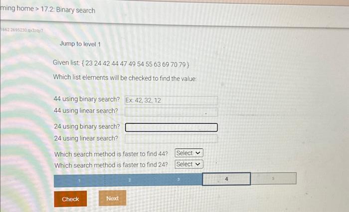 Solved ming home > 17.2: Binary search 1662 2695230.qx3zqy7 | Chegg.com