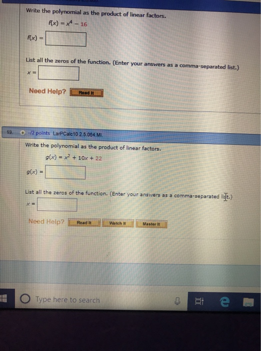 Solved Write the polynomial as the product of linear | Chegg.com