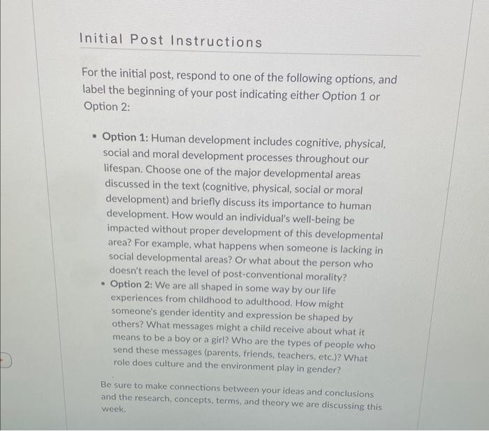 nitial Post Instructions For the initial post, | Chegg.com