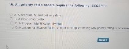 Solved All priority rated orders require the following, | Chegg.com