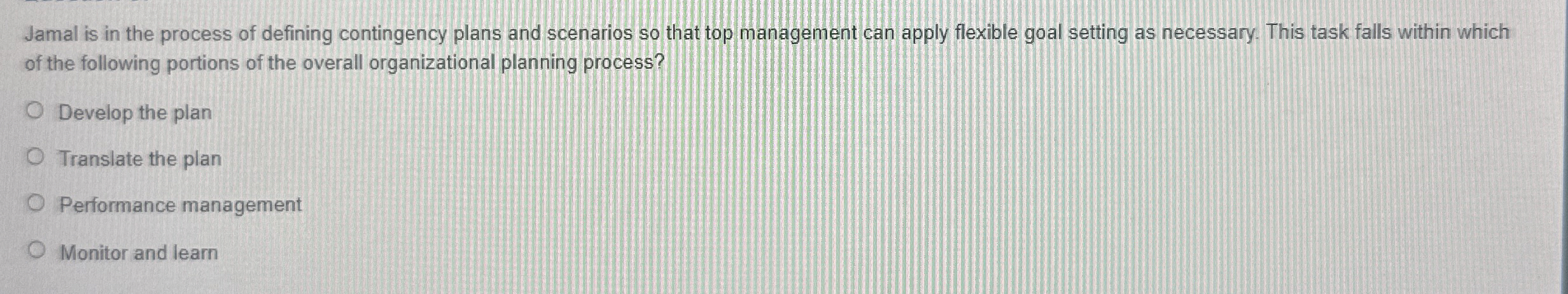Solved Jamal is in the process of defining contingency plans | Chegg.com