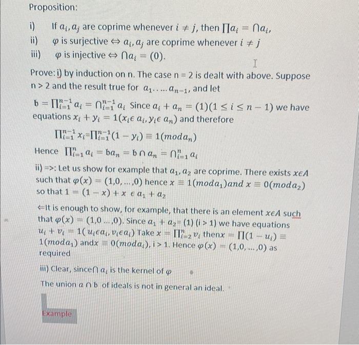 Solved i) If ai,aj are coprime whenever i =j, then ∏ai=∩ai, | Chegg.com