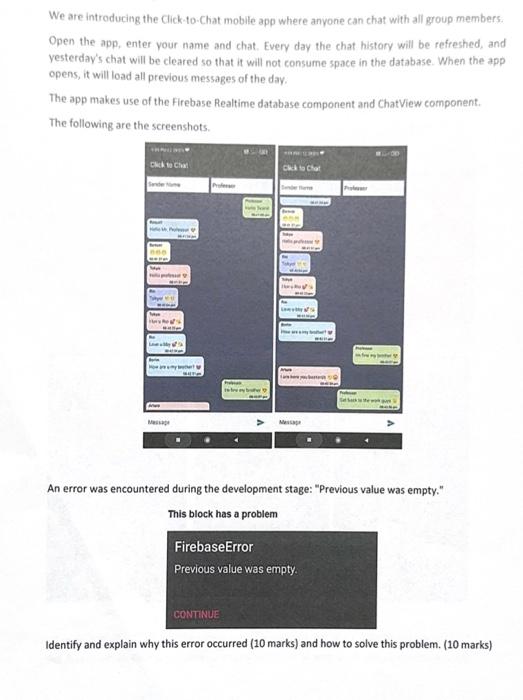 Solved We are introducing the Click-to-Chat mobile app where | Chegg.com