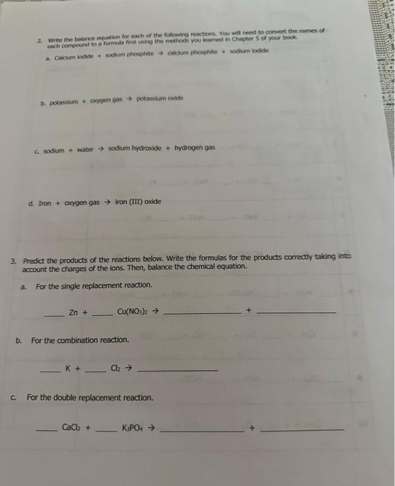 Solved 1. Ralance and cirsify the folowing resctions as a | Chegg.com