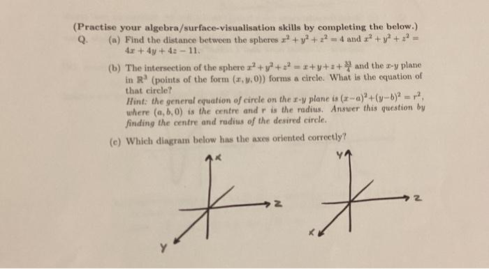Solved (Practise your algebra/surface-visualisation skills | Chegg.com