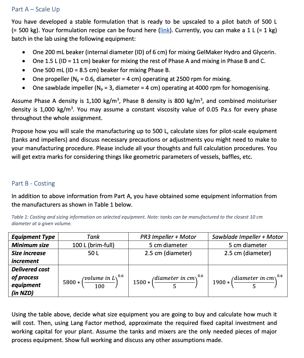 Part A-Scale UpYou have developed a stable | Chegg.com