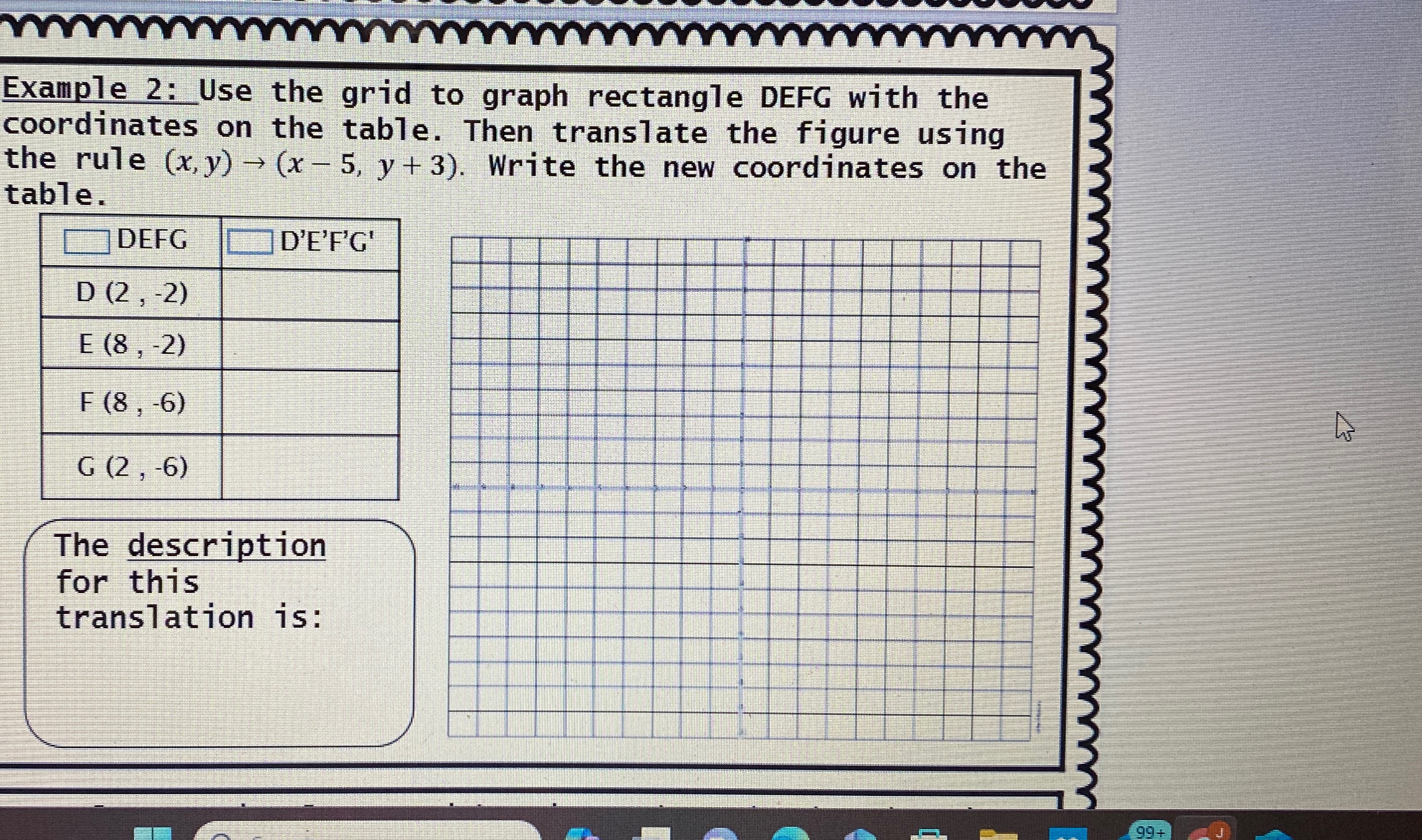 Solved Example 2: Use the grid to graph rectangle DEFG with | Chegg.com