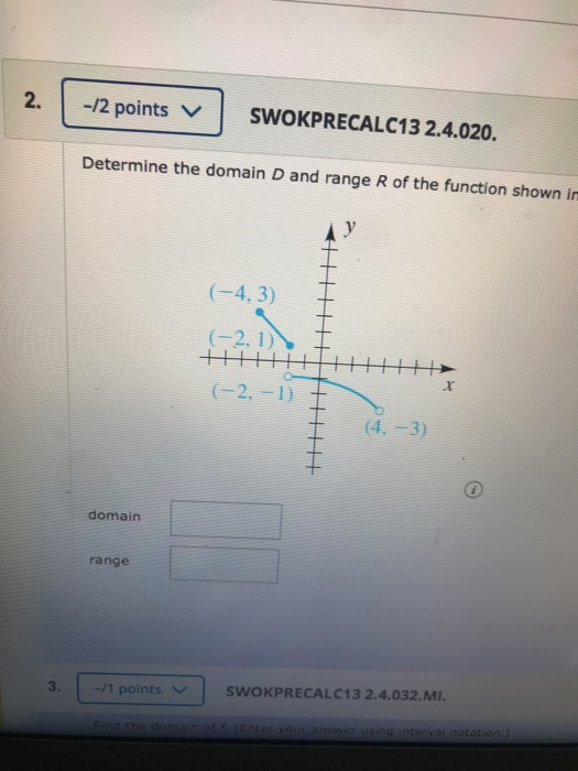 Solved -/2 points v SWOKPRECALC13 2.4.020. Determine the | Chegg.com