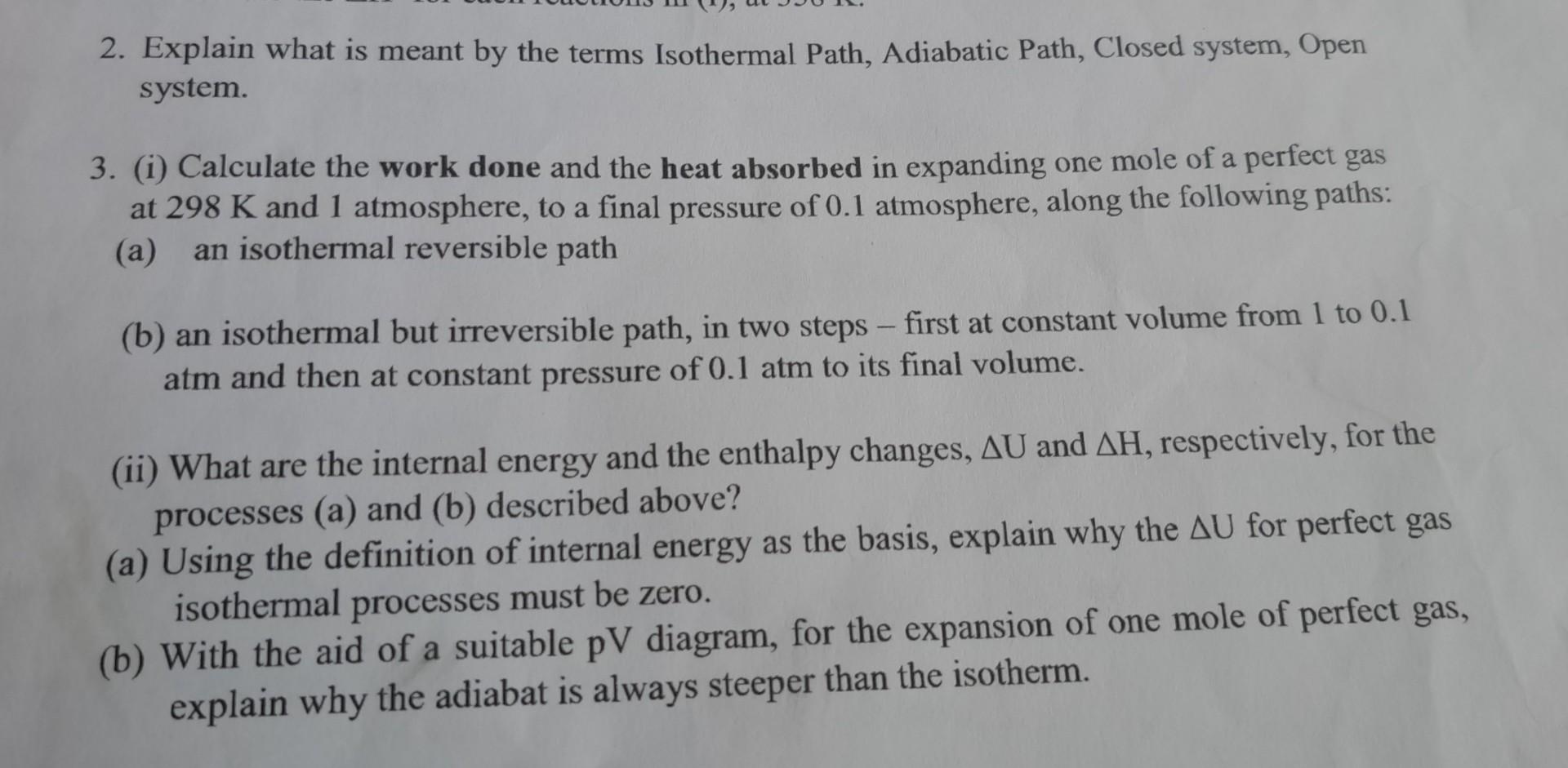 Solved 2. Explain what is meant by the terms Isothermal | Chegg.com