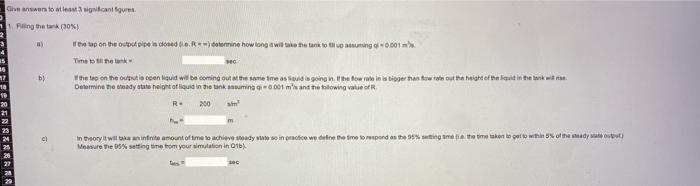 Solved Assessed Matlab Practical 1 - Modelling a Fuel Tank | Chegg.com