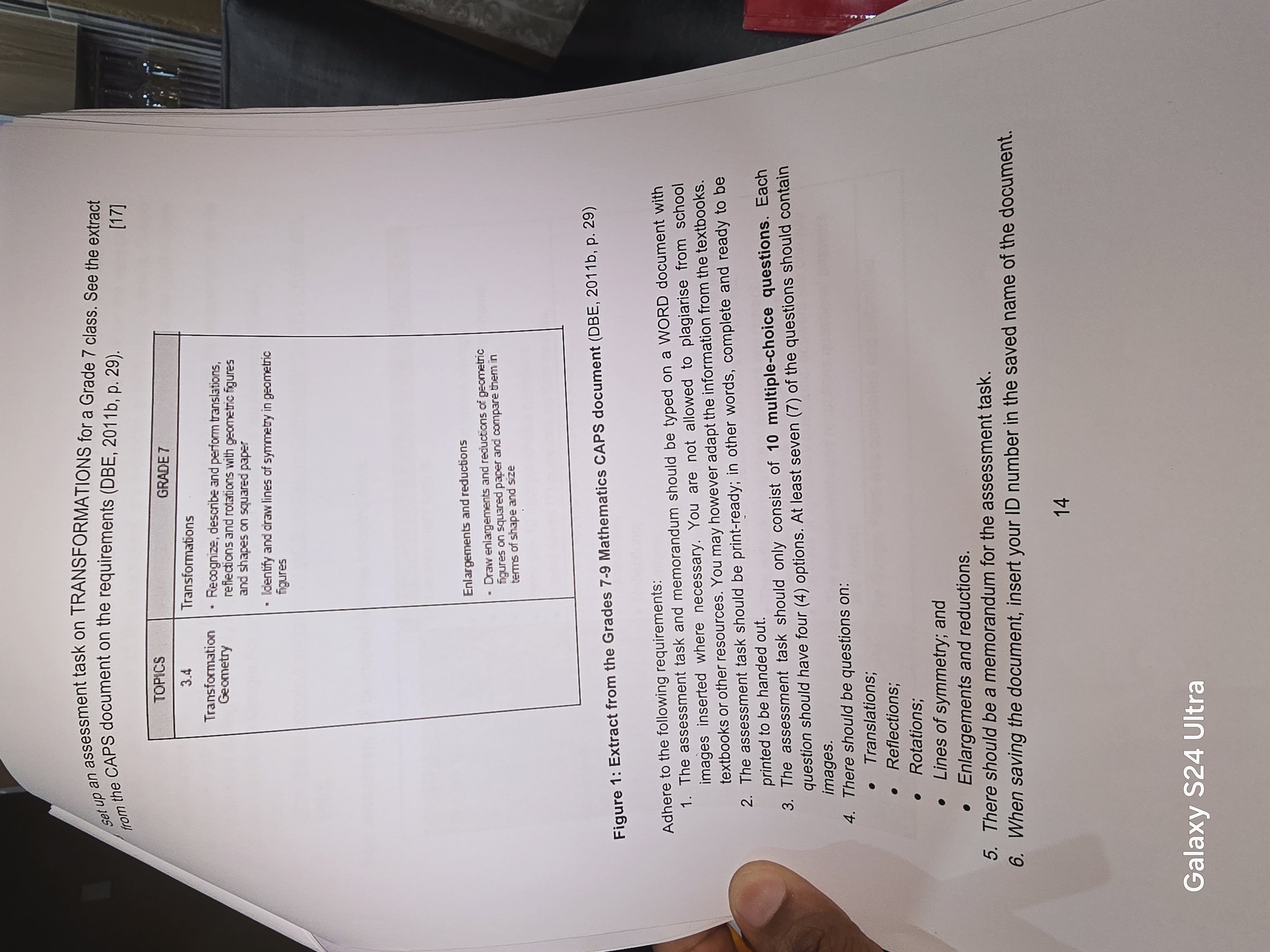 set up an assessment task on TRANSFORMATIONS for a | Chegg.com