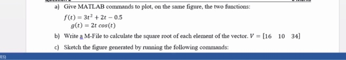 Solved a) Give MATLAB commands to plot, on the same figure, | Chegg.com