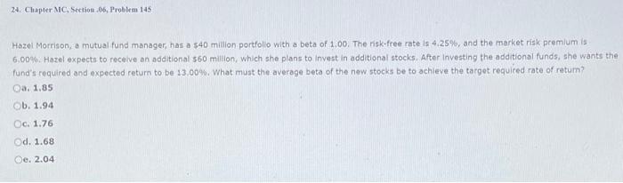 Solved Hazel Morrison, a mutual fund manager, has a $40 | Chegg.com