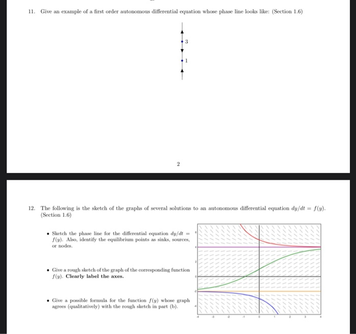Solved 11. Give an example of a first order autonomous | Chegg.com