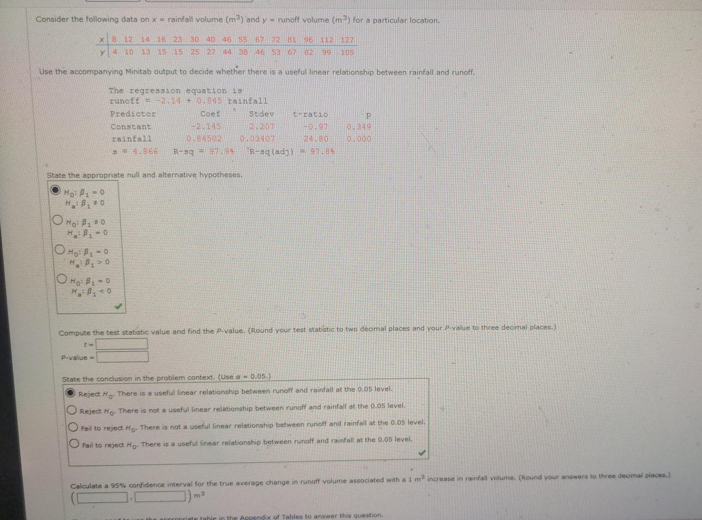 Solved Consider the following data on x = rainfall volume | Chegg.com