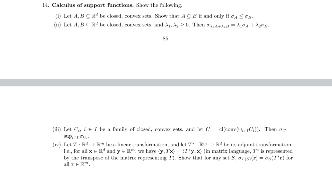 Solved Calculus of support functions. Show the following.(i) | Chegg.com