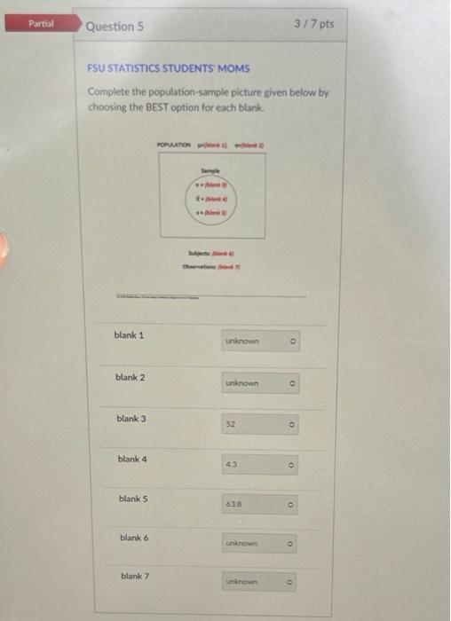 Solved FSU STATISTICS STUDENTS' MOMS Complete the | Chegg.com