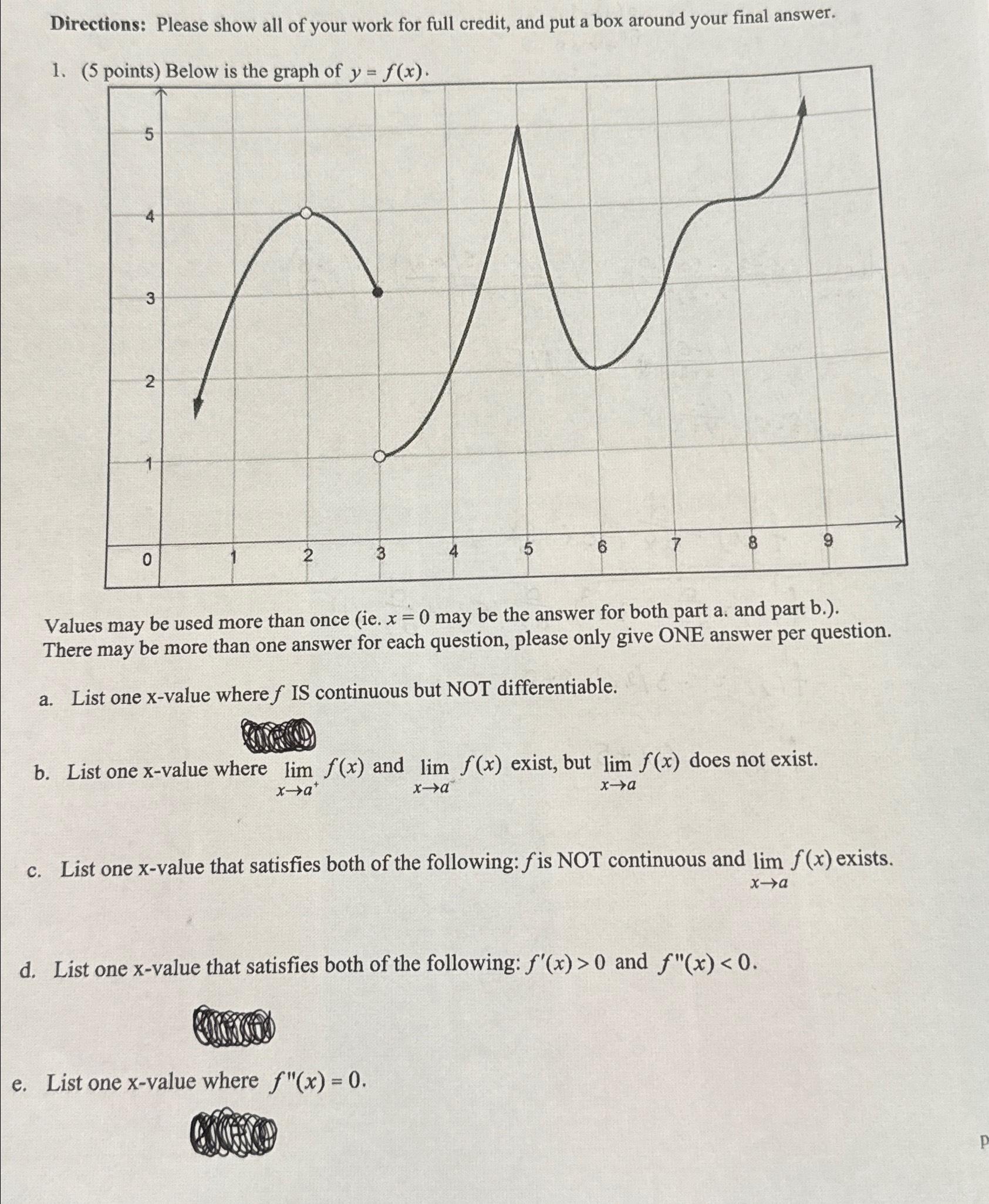 Solved Directions: Please show all of your work for full | Chegg.com