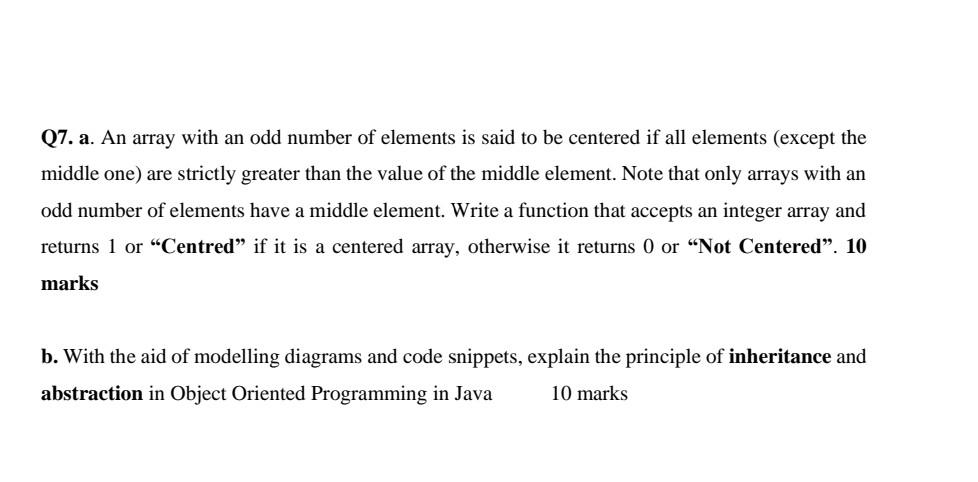 Solved Q7. a. An array with an odd number of elements is | Chegg.com