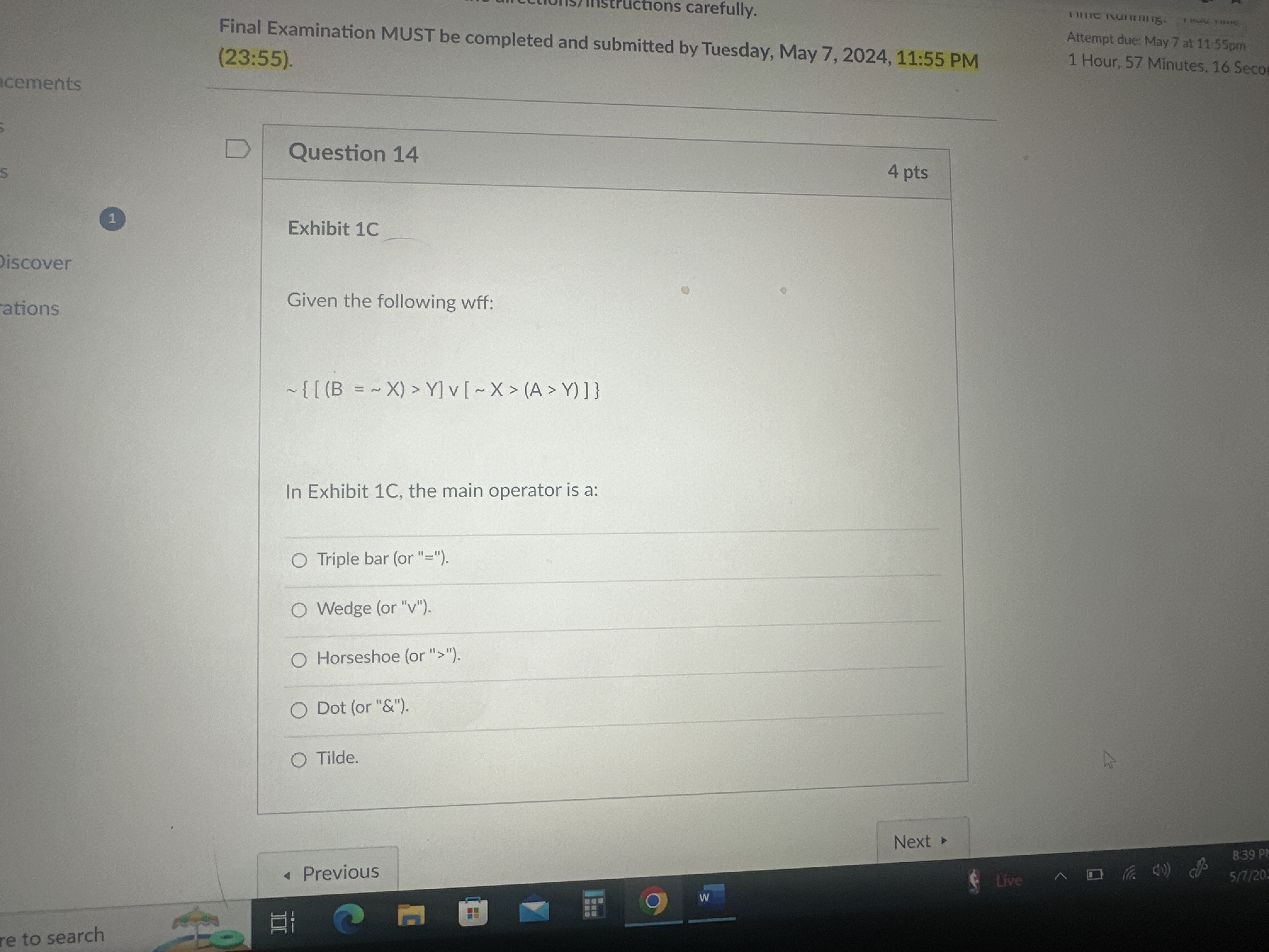 Solved Question 14Exhibit 1CGiven the following | Chegg.com