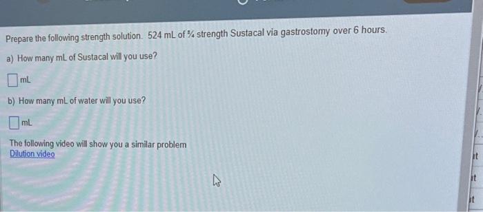 Solved Prepare the following strength solution. 524 mL of | Chegg.com