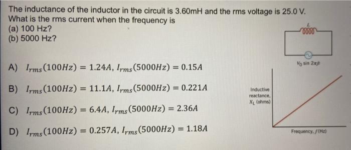 Solved The inductance of the inductor in the circuit is | Chegg.com